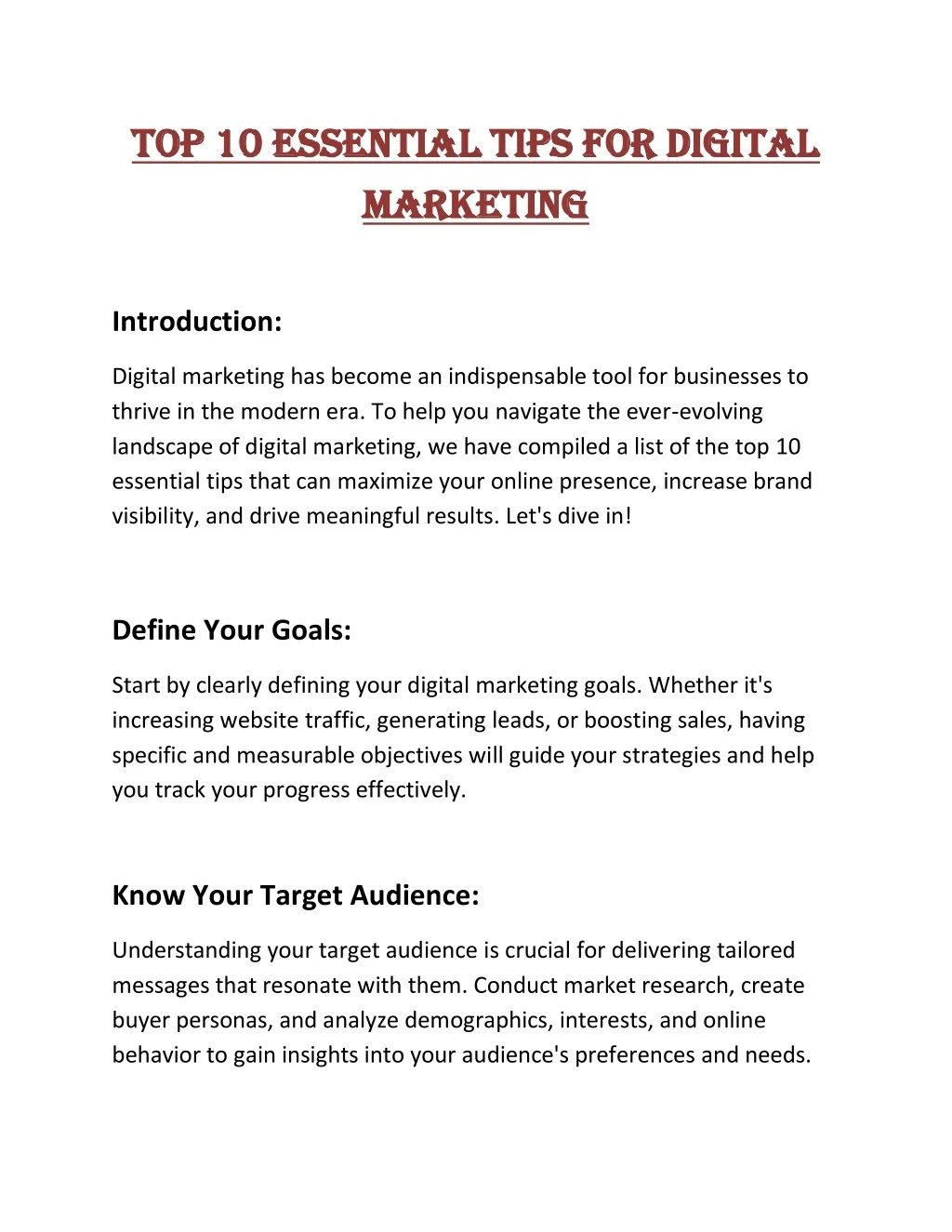 PPT - Top 10 Essential Tips for Digital Marketing PowerPoint ...