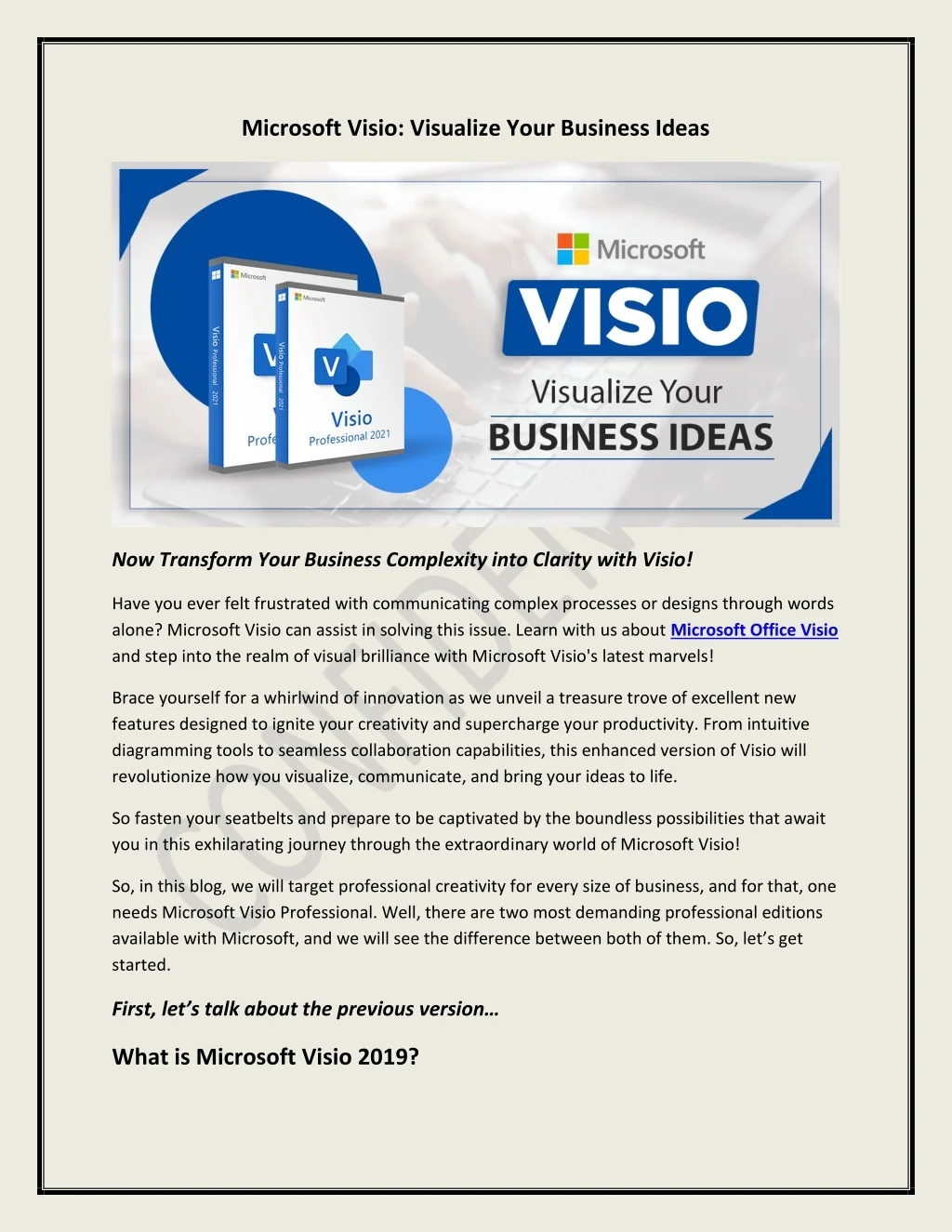 PPT - Microsoft Visio: Visualize Your Business Ideas PowerPoint ...
