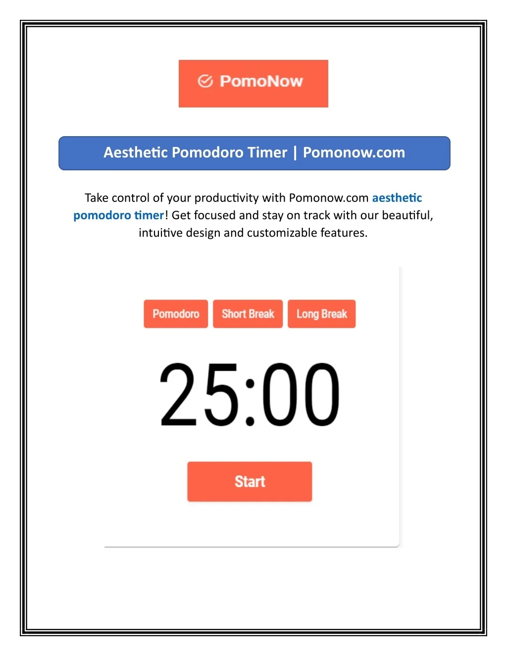 PPT - Aesthetic Pomodoro Timer Pomonow.com PowerPoint Presentation ...