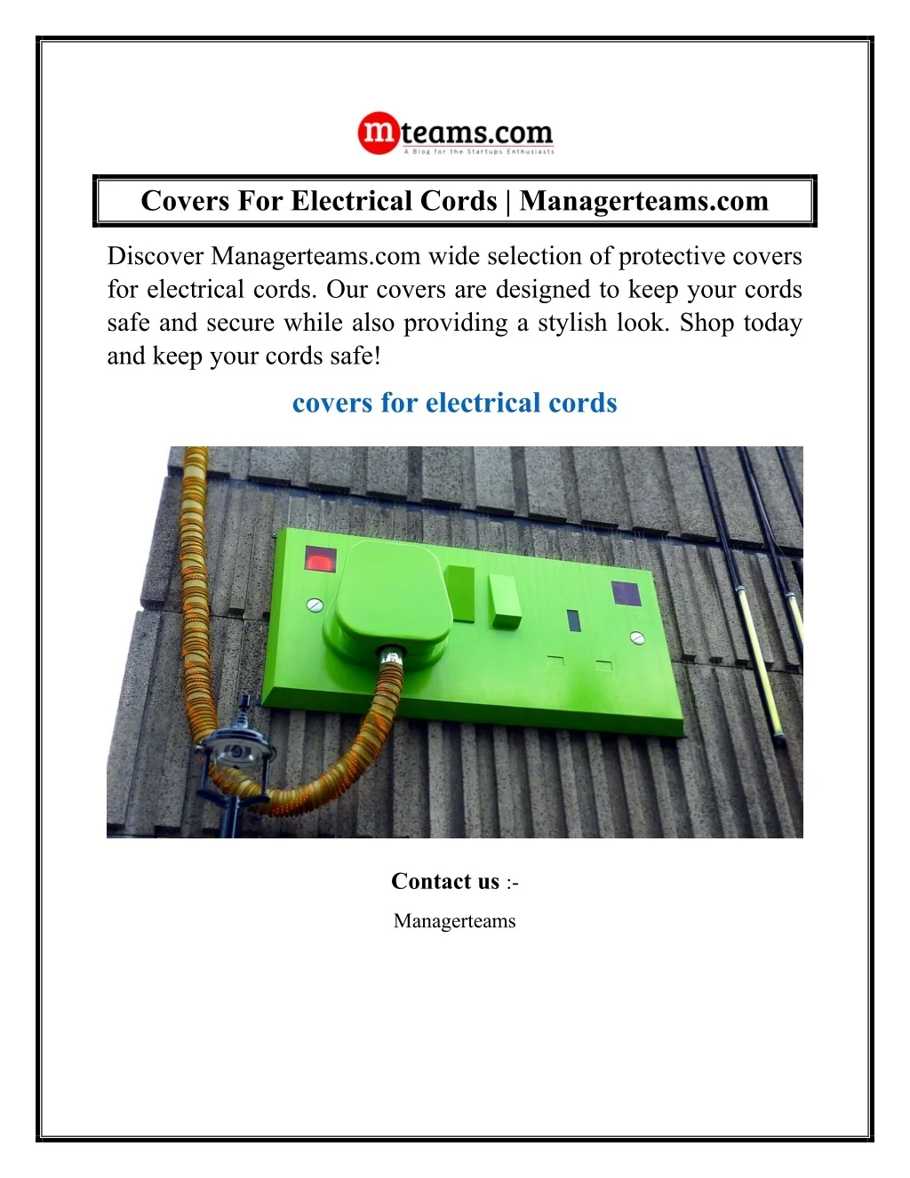PPT - Covers For Electrical Cords Managerteams.com PowerPoint ...