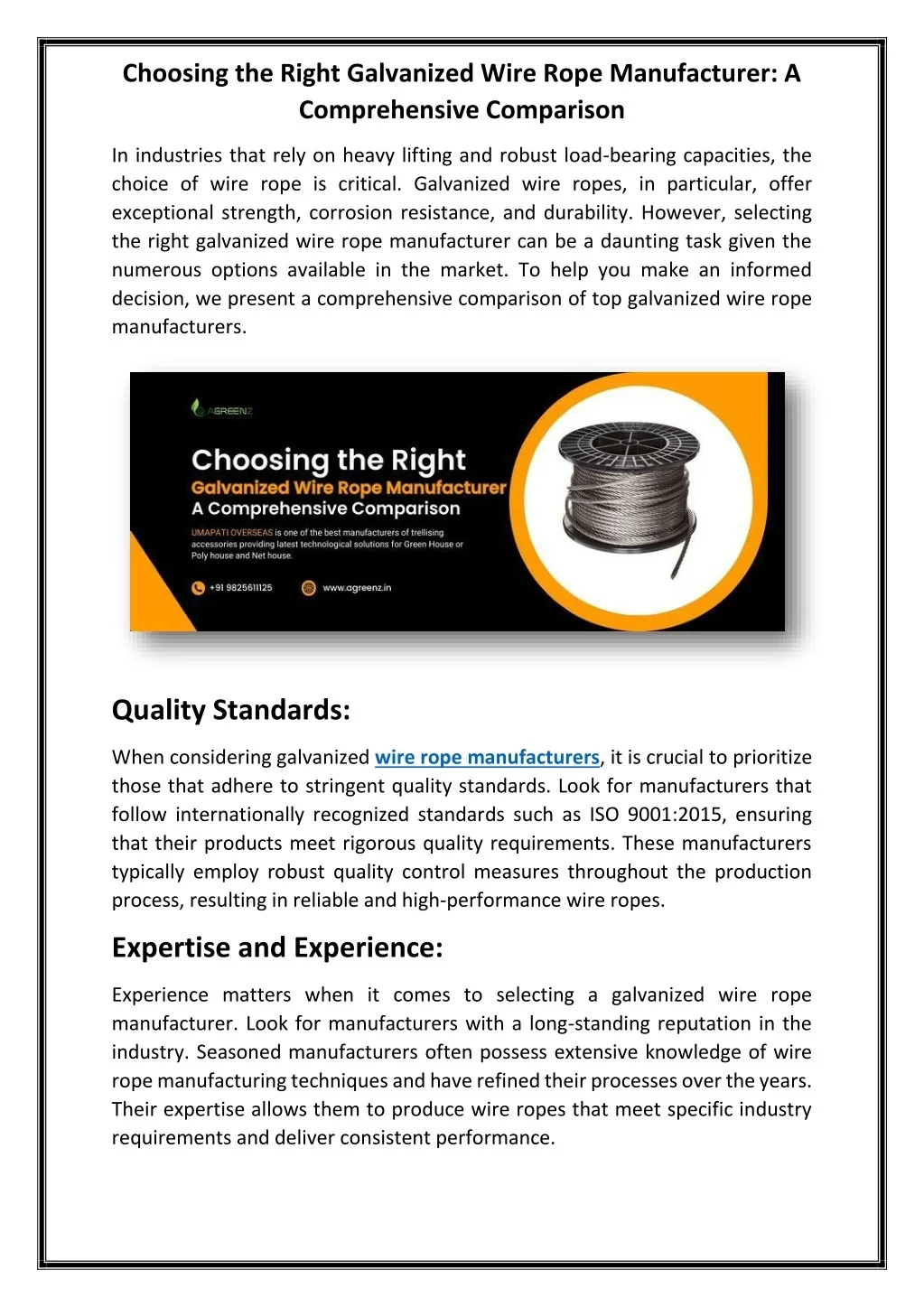 PPT - Choosing the Right Galvanized Wire Rope Manufacturer PowerPoint ...
