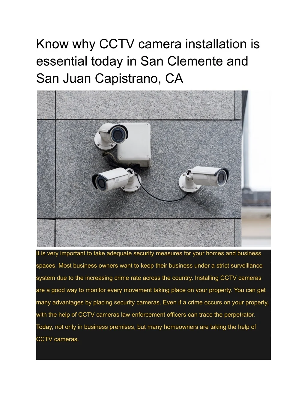 PPT - Know why CCTV camera installation is essential today in San ...