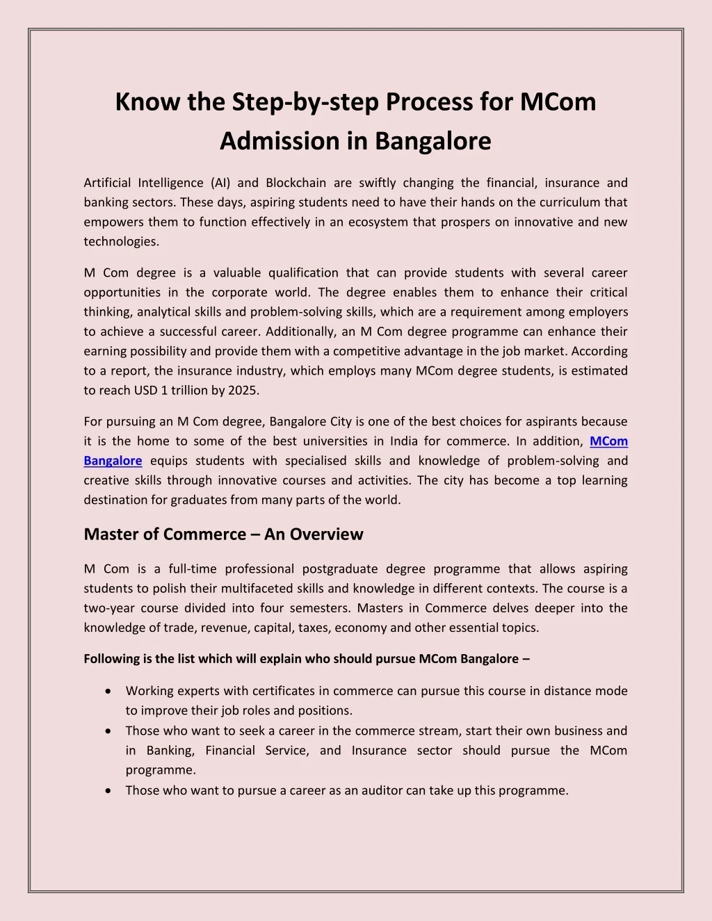 PPT - Know the Step-by-step Process for MCom Admission in Bangalore PowerPoint Presentation - ID ...