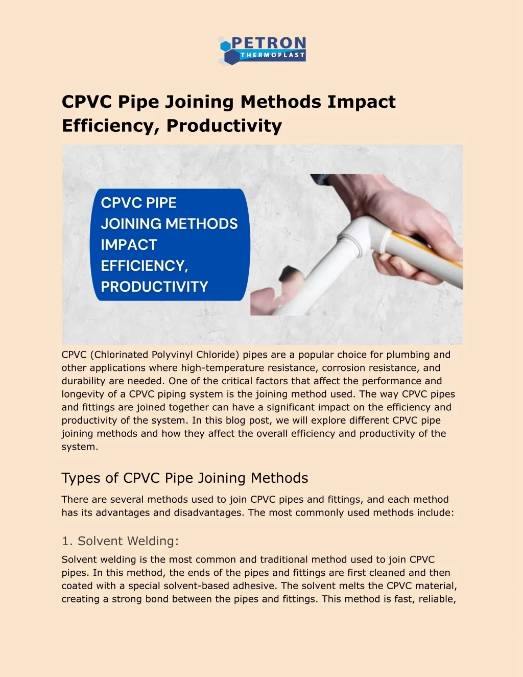 PPT - CPVC Pipe Joining Methods Impact Efficiency, Productivity ...