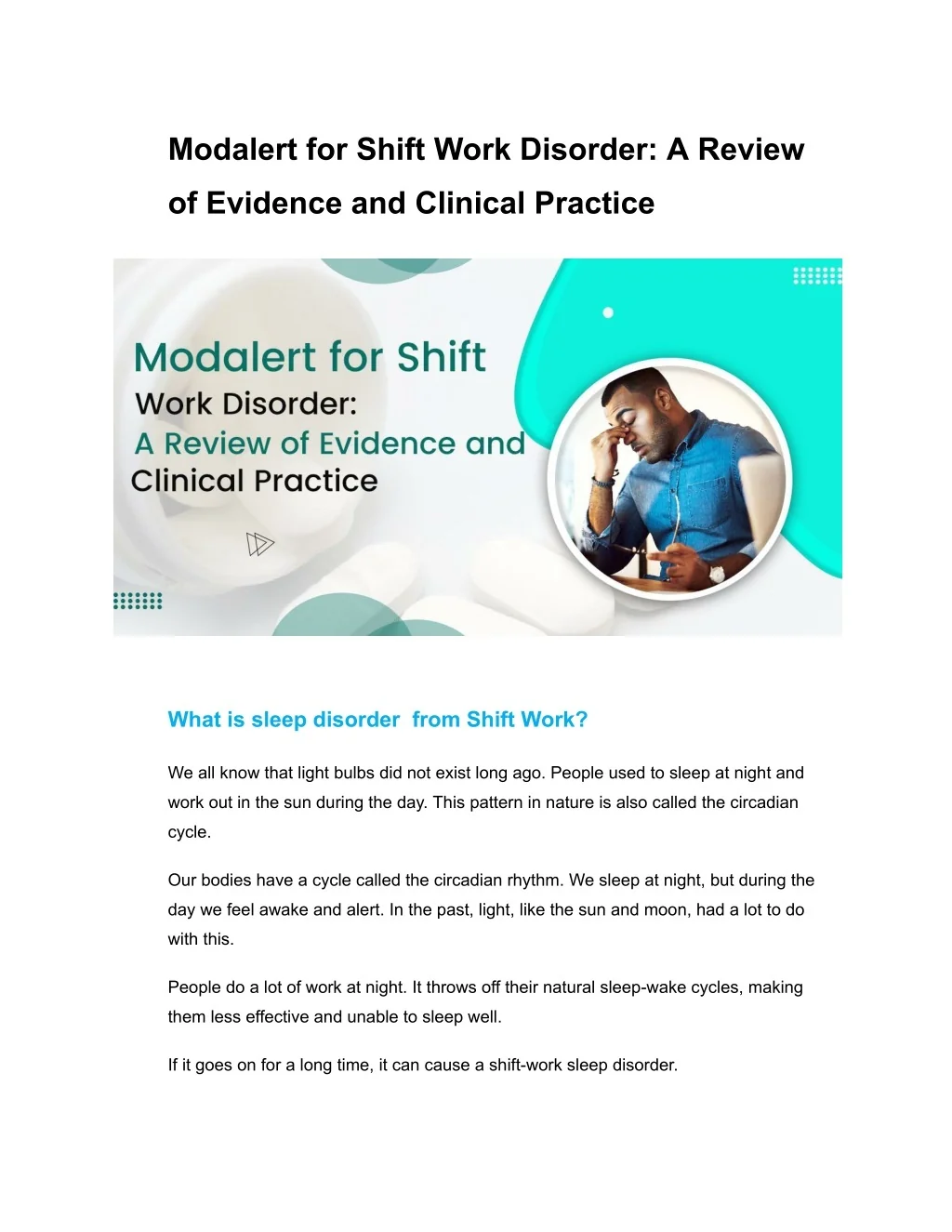 PPT - Modalert for Shift Work Disorder_ A Review of Evidence and ...