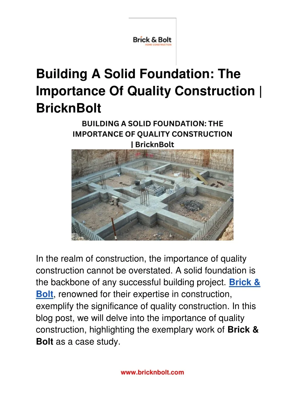 PPT - Building A Solid Foundation: The Importance Of Quality ...