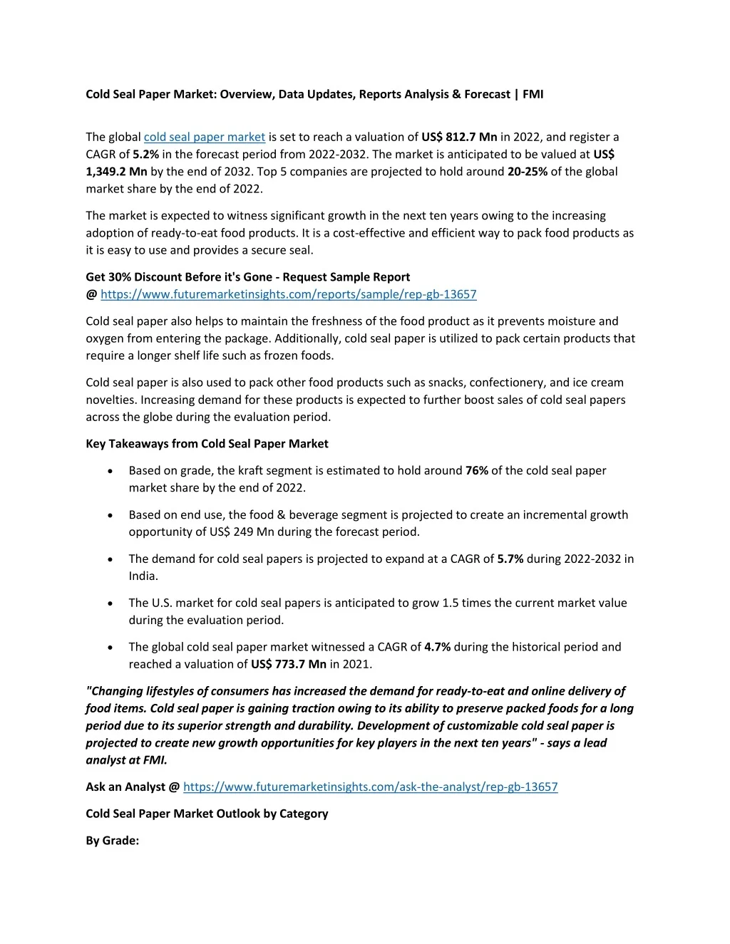PPT - Cold Seal Paper Market PowerPoint Presentation, free download ...