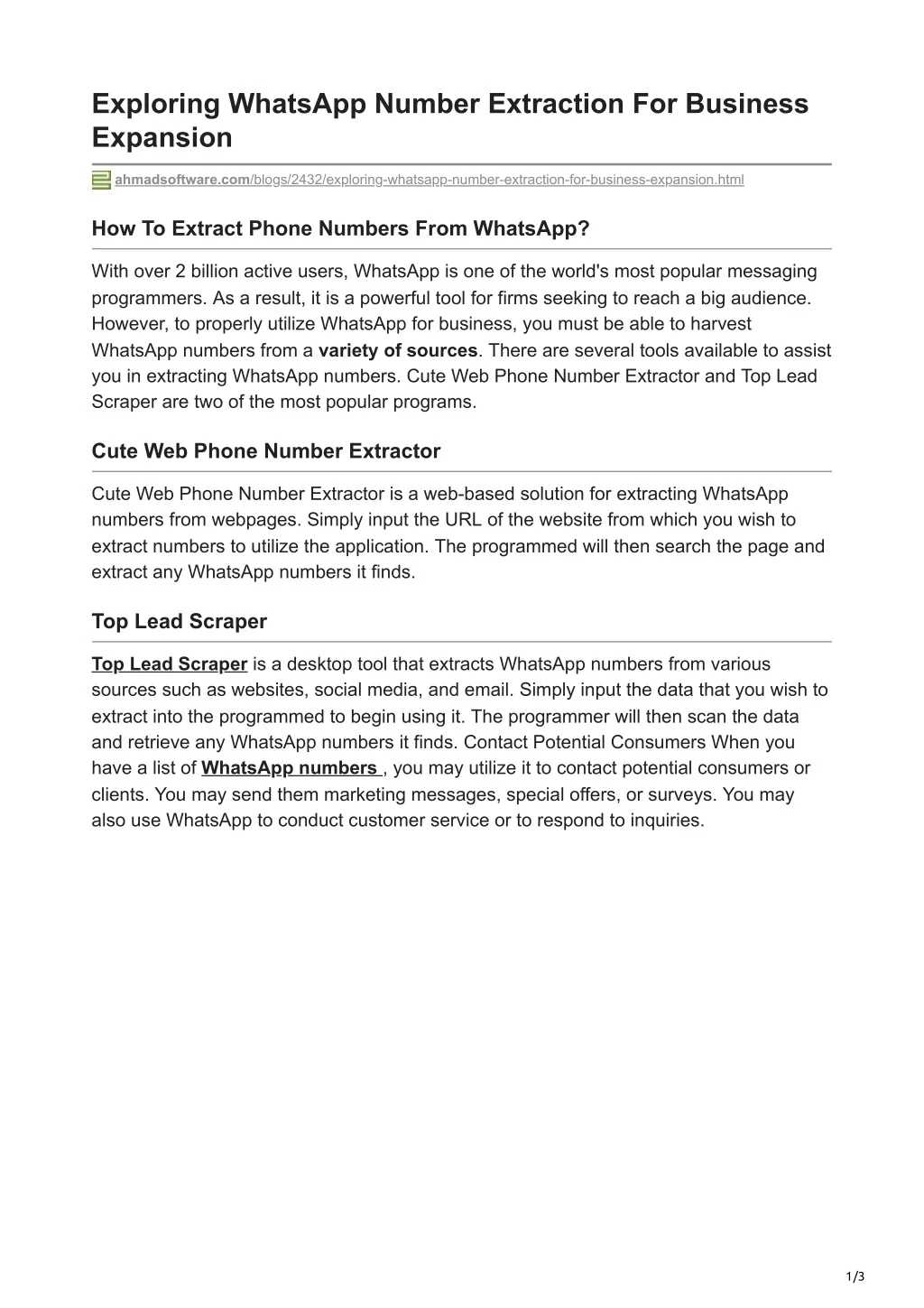 PPT - 1Exploring WhatsApp Number Extraction For Business Expansion ...