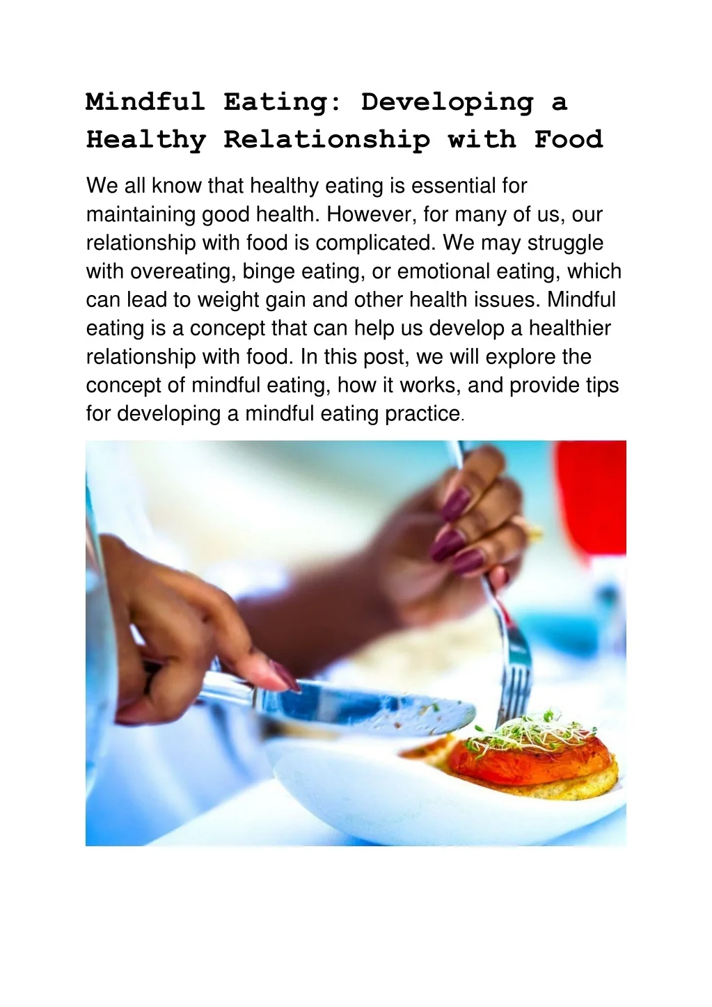 PPT - Mindful Eating: Developing a Healthy Relationship with Food ...