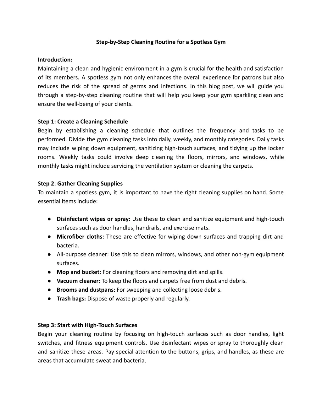 PPT - Step-by-Step Cleaning Routine for a Spotless Gym PowerPoint ...
