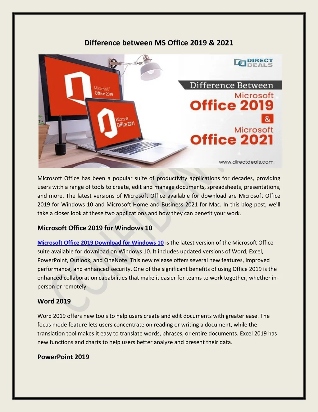 PPT - Difference between MS Office 2019 & 2021 PowerPoint Presentation - ID:12219521