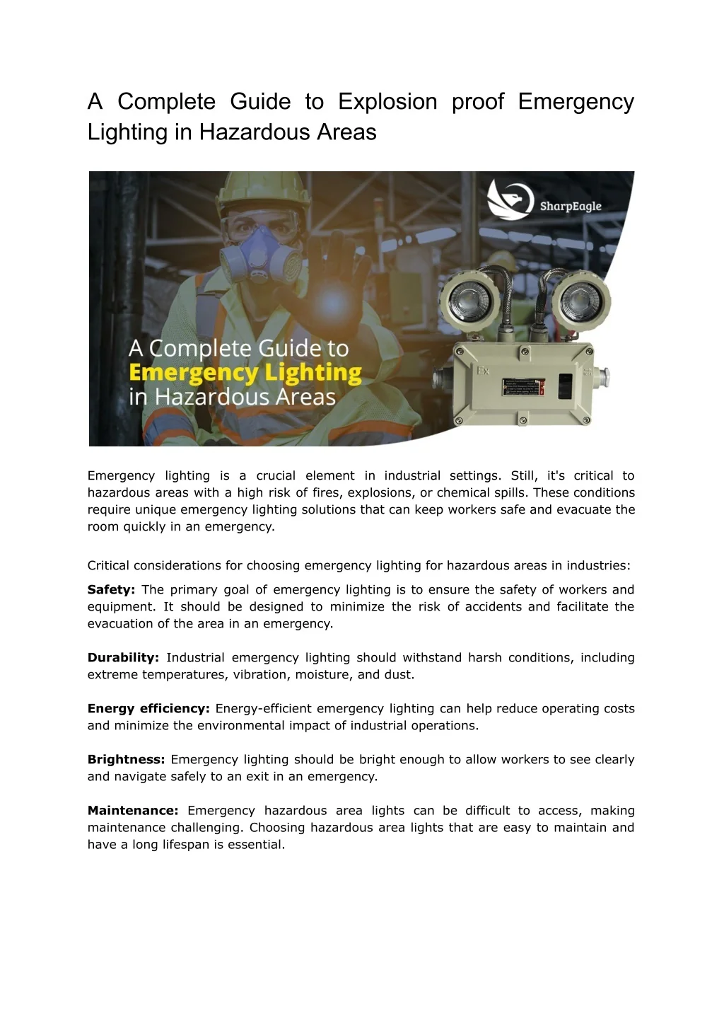 PPT - A Complete Guide to Explosion proof Emergency Lighting in ...