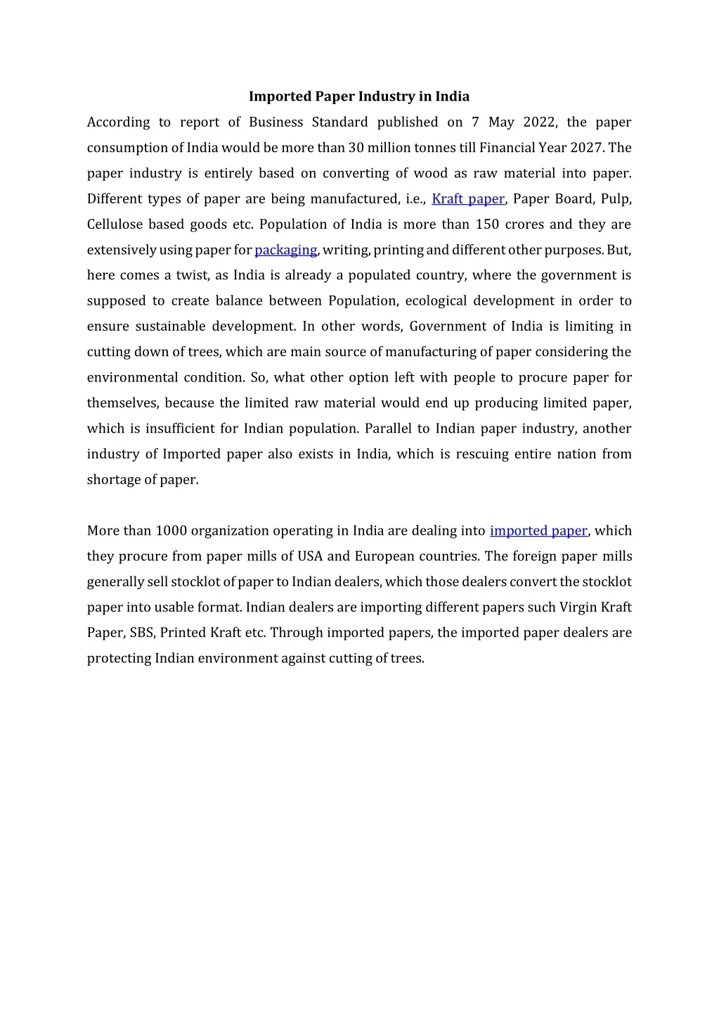 PPT - IMPORTED PAPER INDUSTRY IN INDIA PowerPoint Presentation, free ...