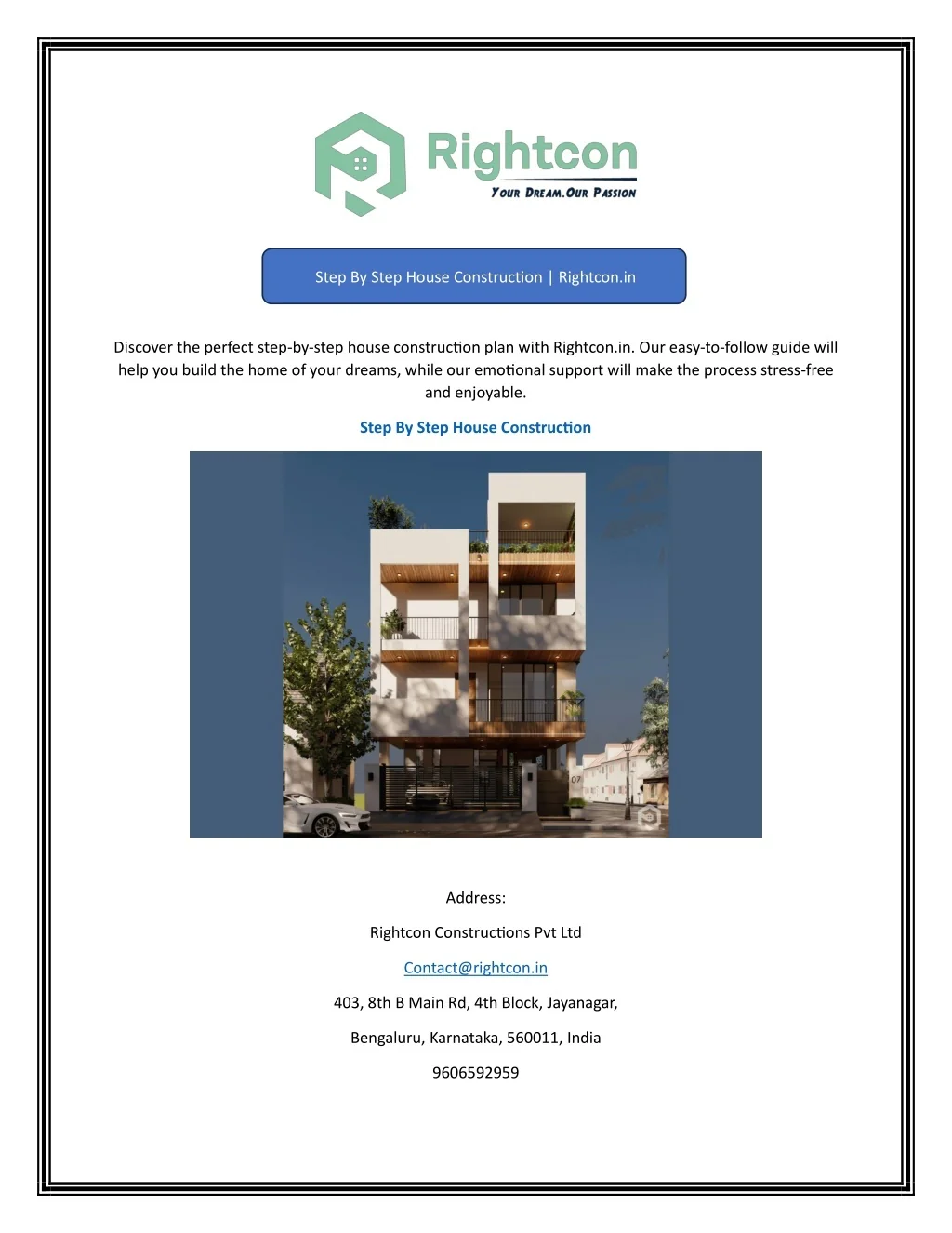 PPT - Step By Step House Construction Rightcon.in PowerPoint Presentation - ID:12228603