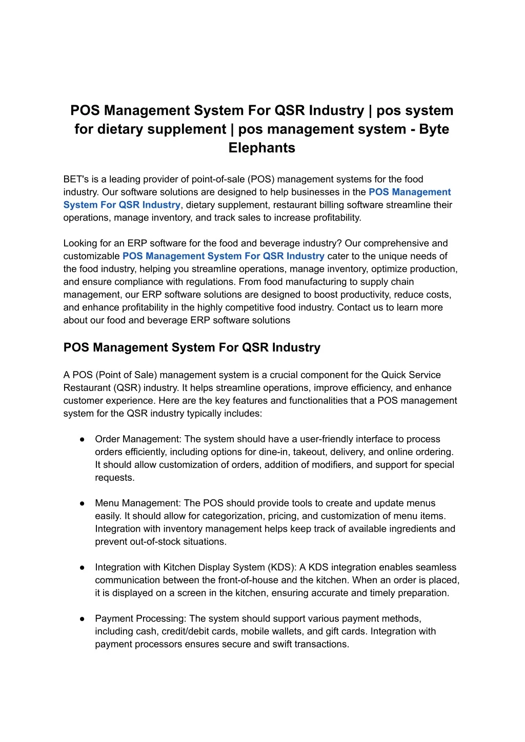 PPT - POS Management System For QSR Industry pos system for dietary ...