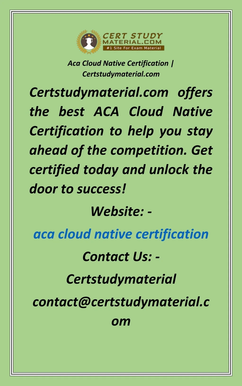 PPT - Aca Cloud Native Certification Certstudymaterial PowerPoint ...