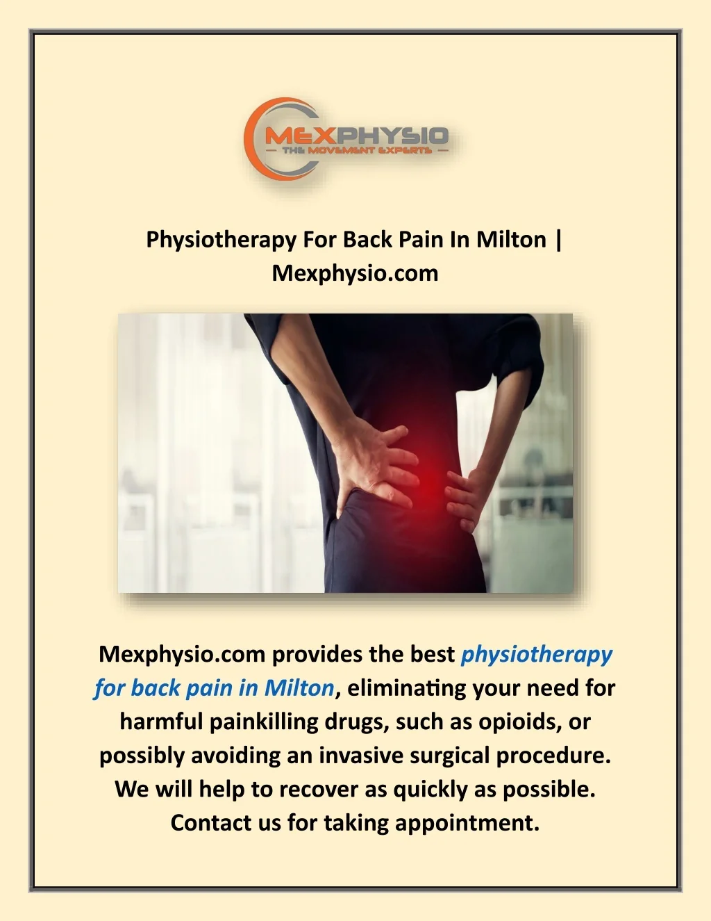 PPT - Physiotherapy For Back Pain In Milton | Mexphysio.com PowerPoint ...