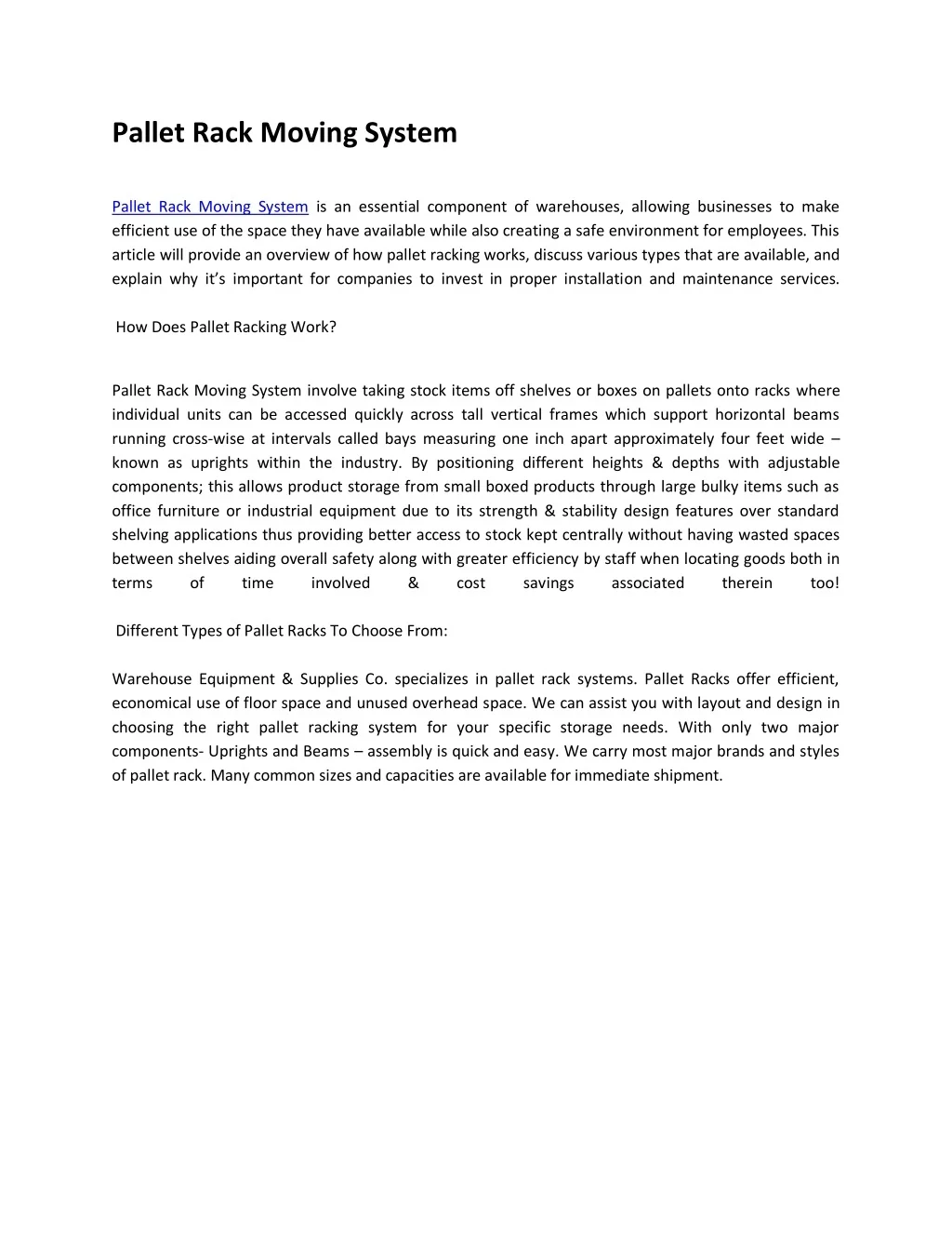 PPT - Pallet Rack Moving System PDF PowerPoint Presentation, free ...