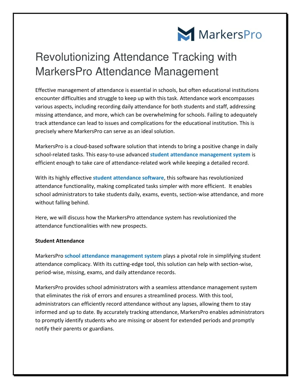 PPT - Revolutionizing Attendance Tracking with MarkersPro Attendance Management PowerPoint ...