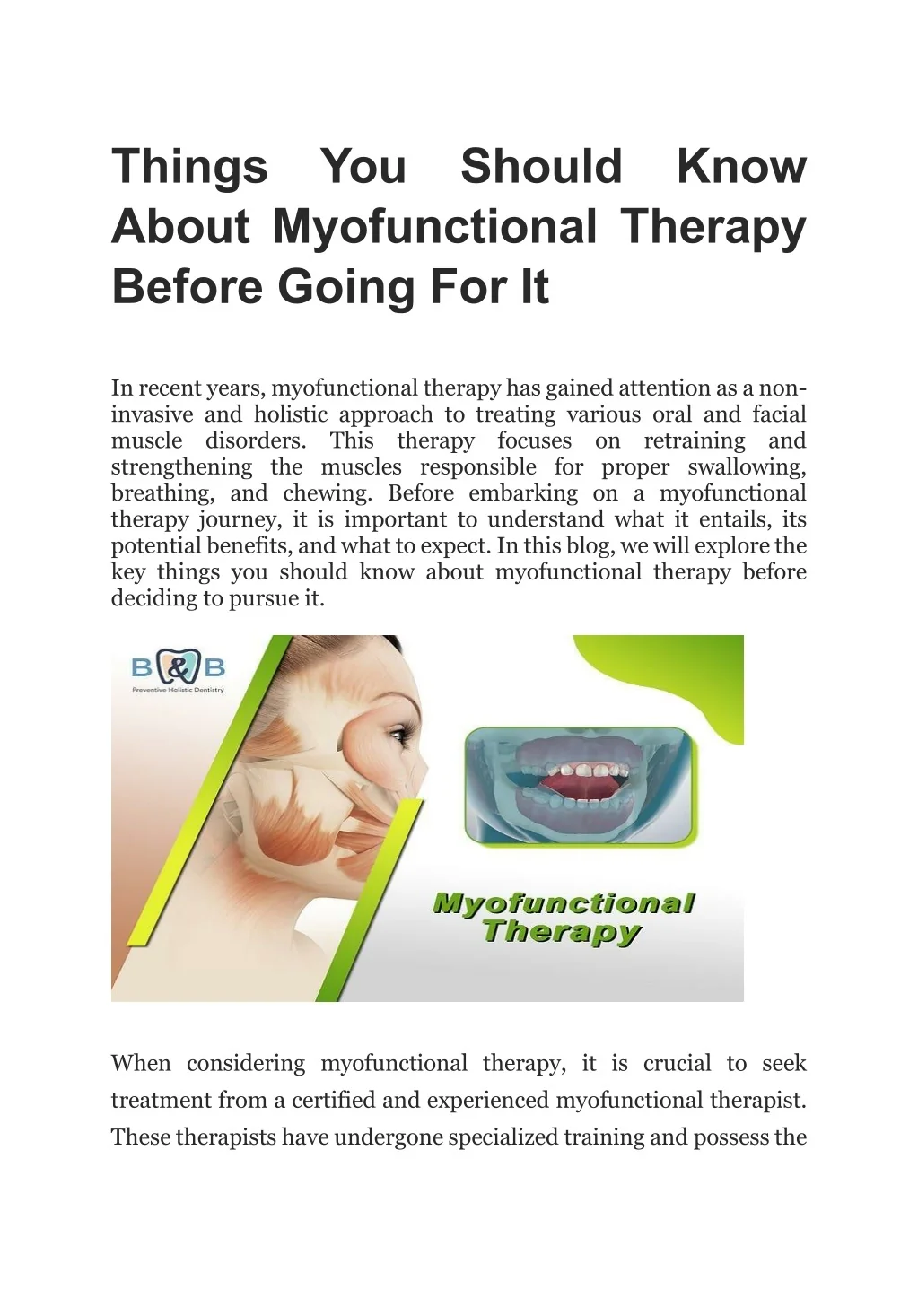PPT - Things You Should Know About Myofunctional Therapy Before Going ...