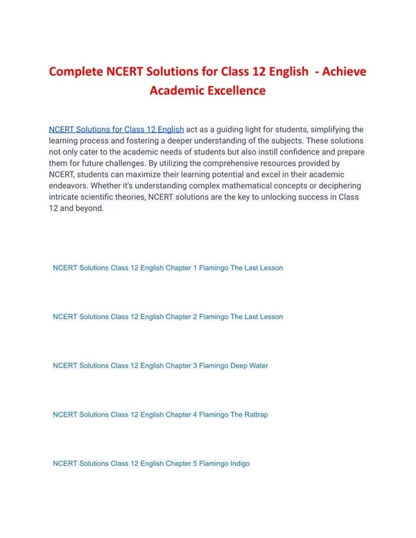 PPT - Complete NCERT Solutions for Class 12 English - Achieve Academic ...