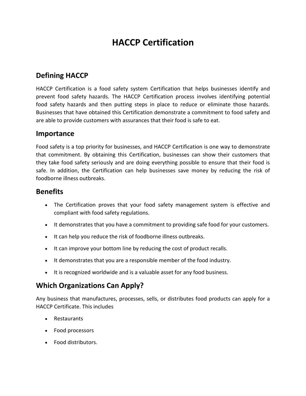 PPT - HACCP Certification PowerPoint Presentation, free download - ID ...