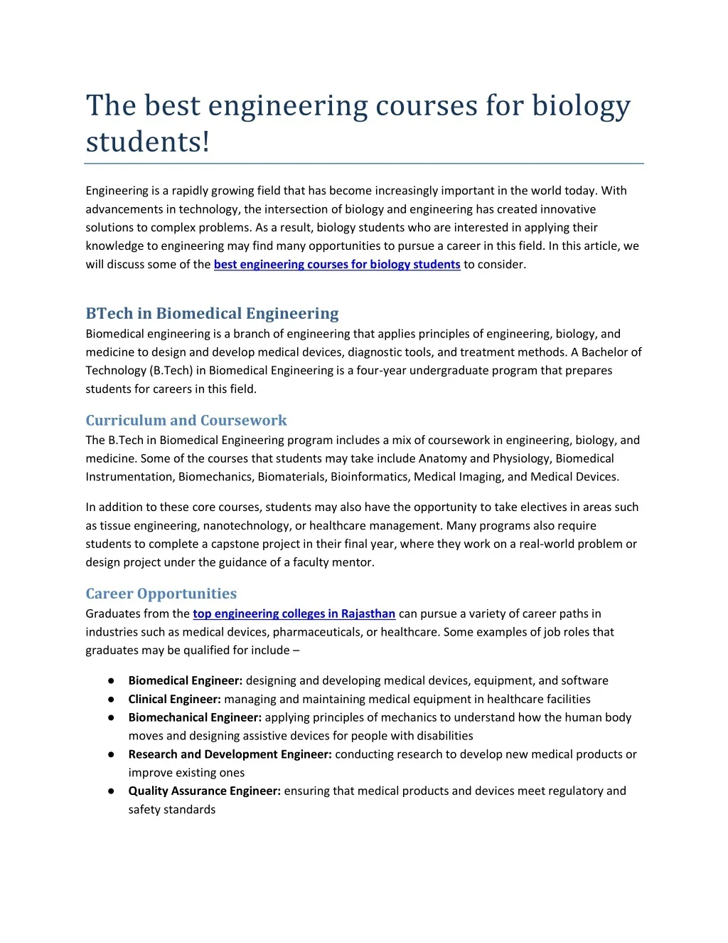 PPT - The Best Engineering Courses For Biology Students PowerPoint ...