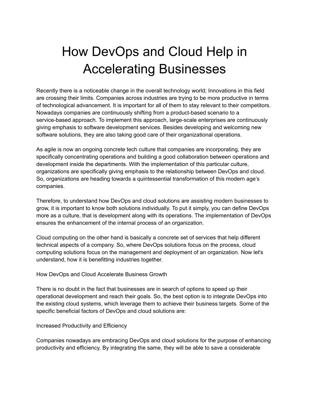 PPT - How DevOps and Cloud Help in Accelerating Businesses PowerPoint Presentation - ID:12245970