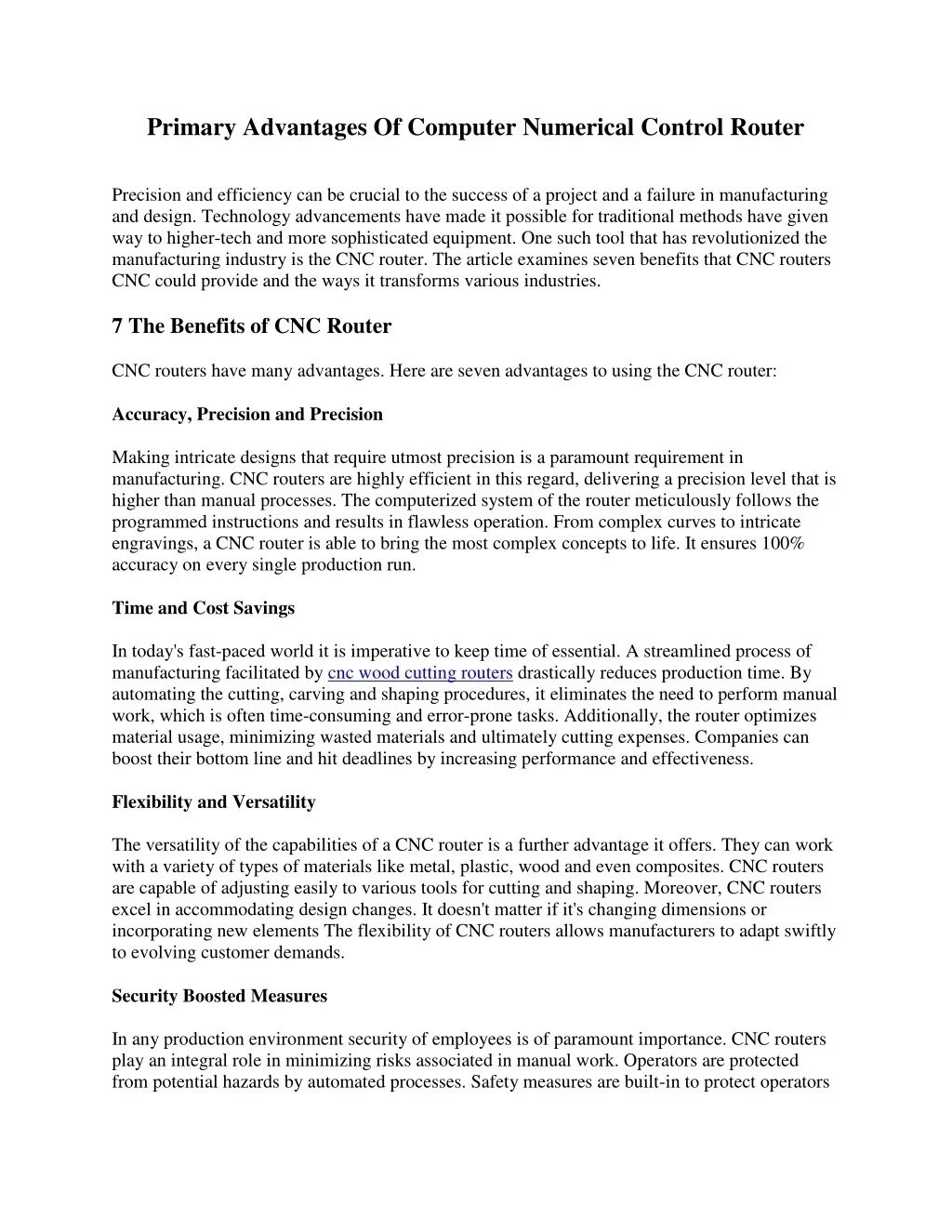 PPT - Primary Advantages Of Computer Numerical Control Router ...