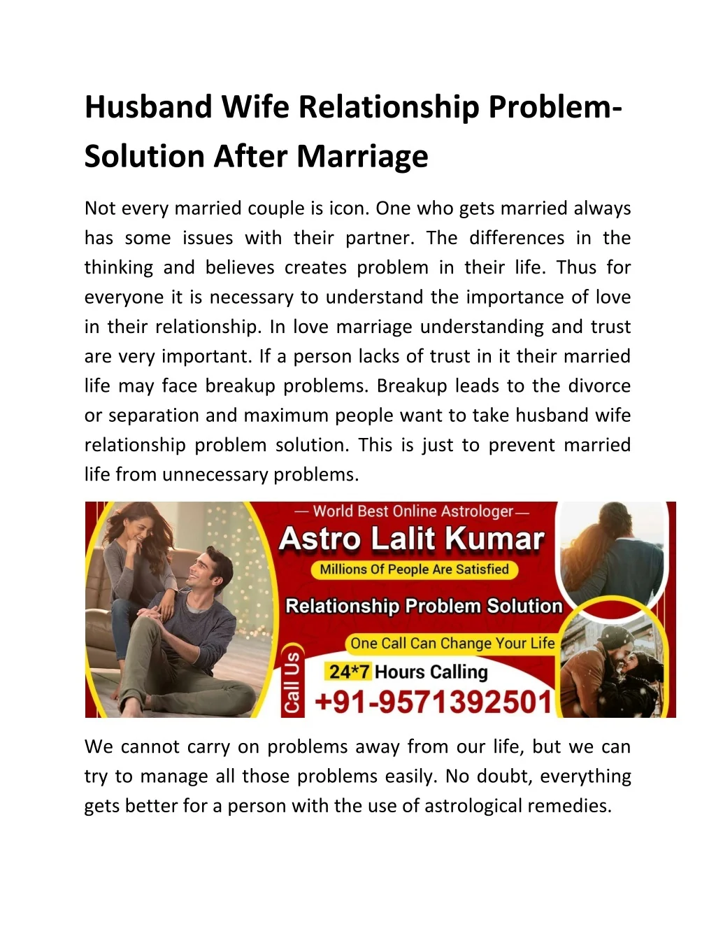 PPT - Husband Wife Relationship Problem -Solution After Marriage ...