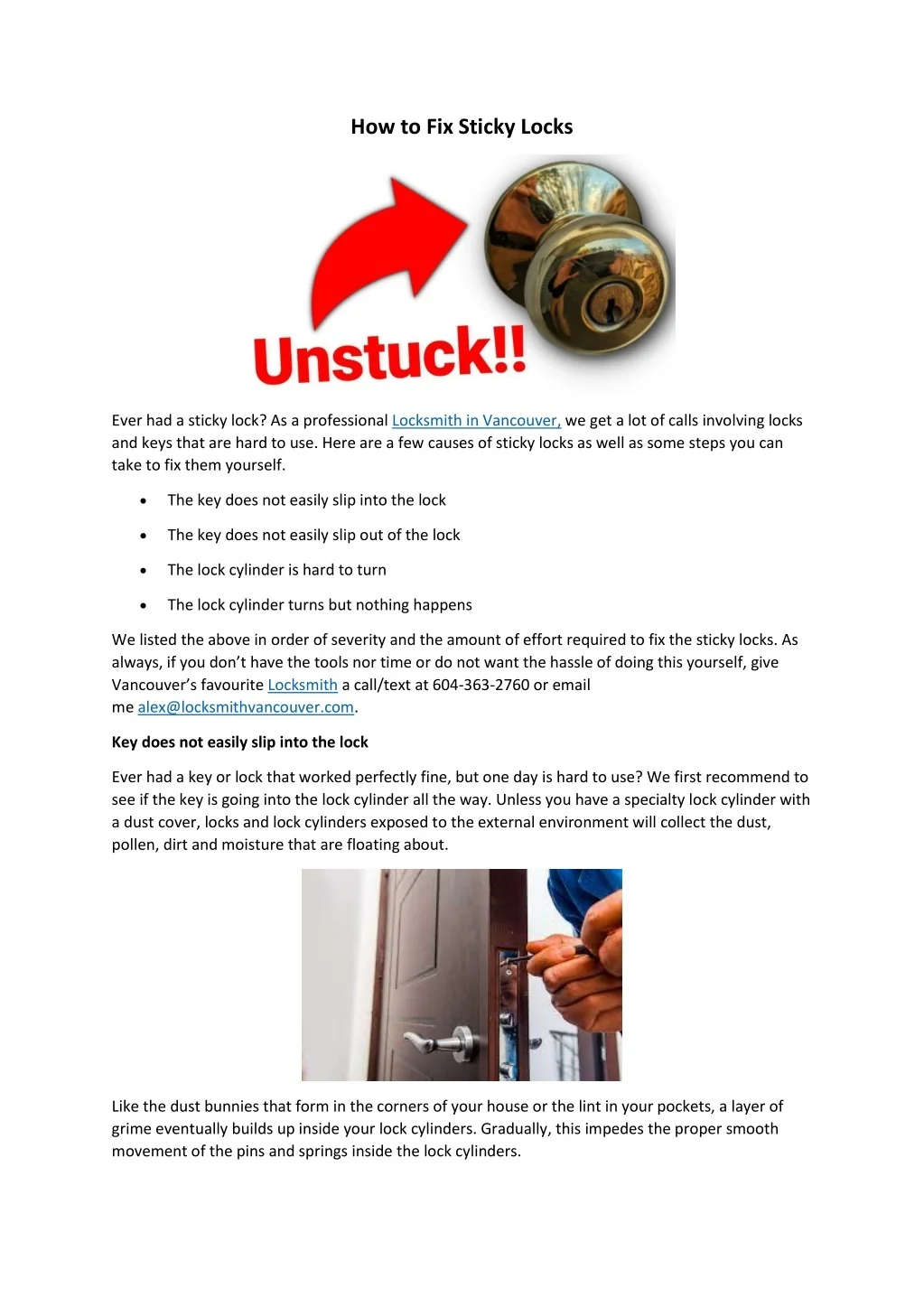 PPT - How to Fix Sticky Locks PowerPoint Presentation, free download ...