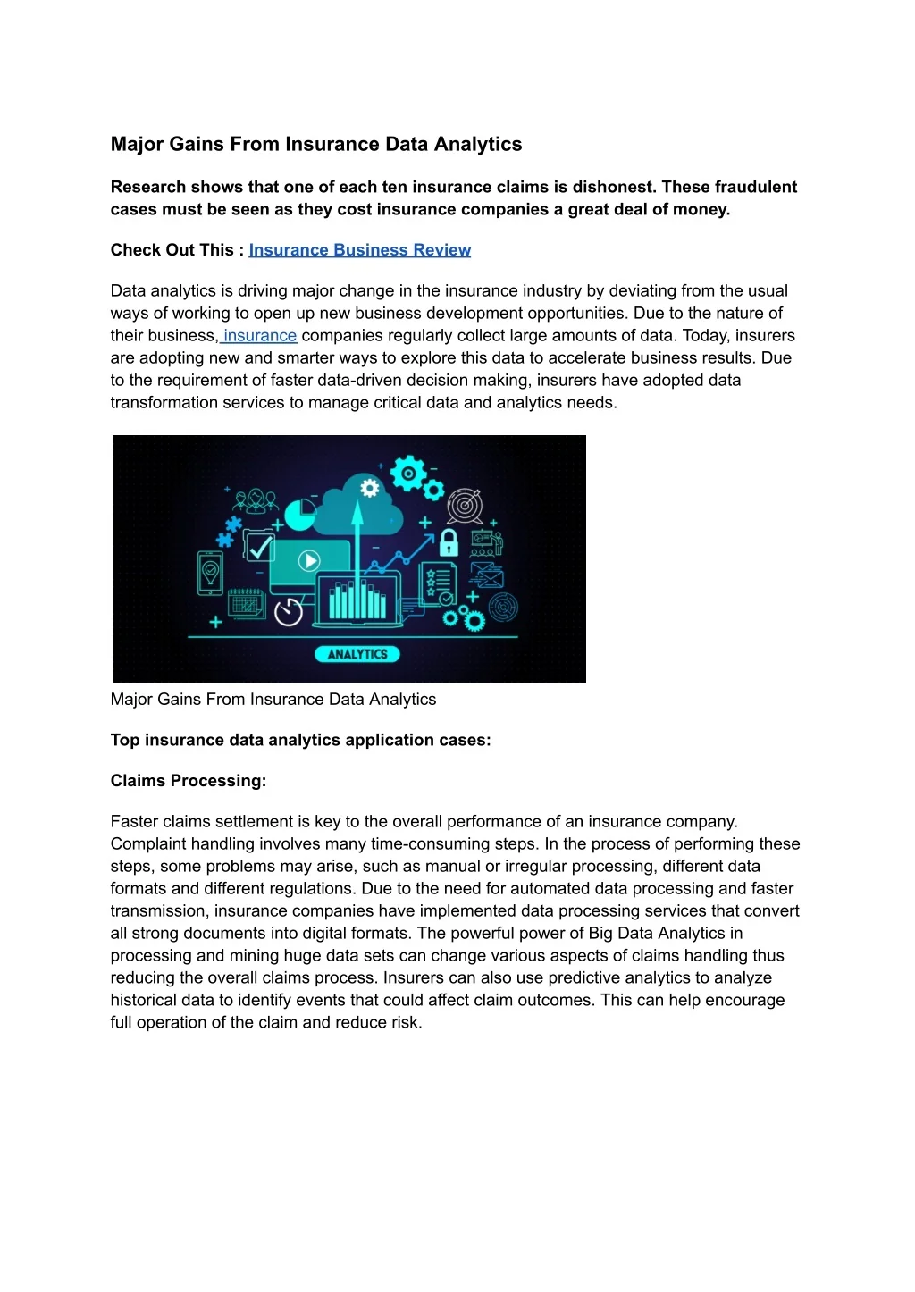 PPT - Major Gains From Insurance Data Analytics PowerPoint Presentation ...