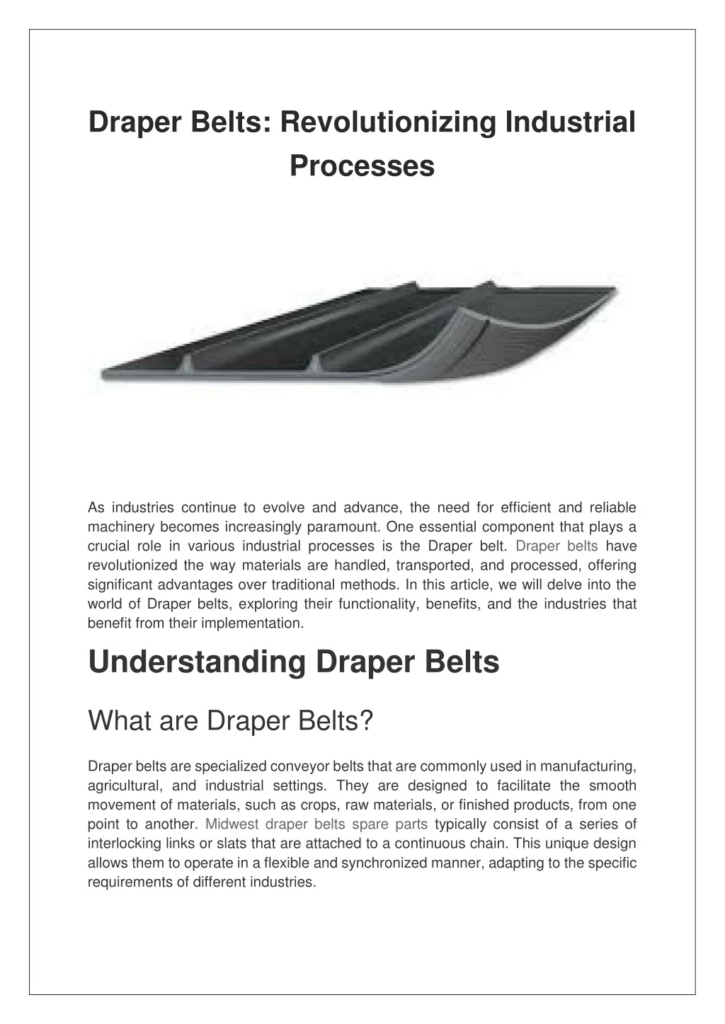 PPT - Draper Belts Revolutionizing Industrial Processes PowerPoint Presentation - ID:12252459
