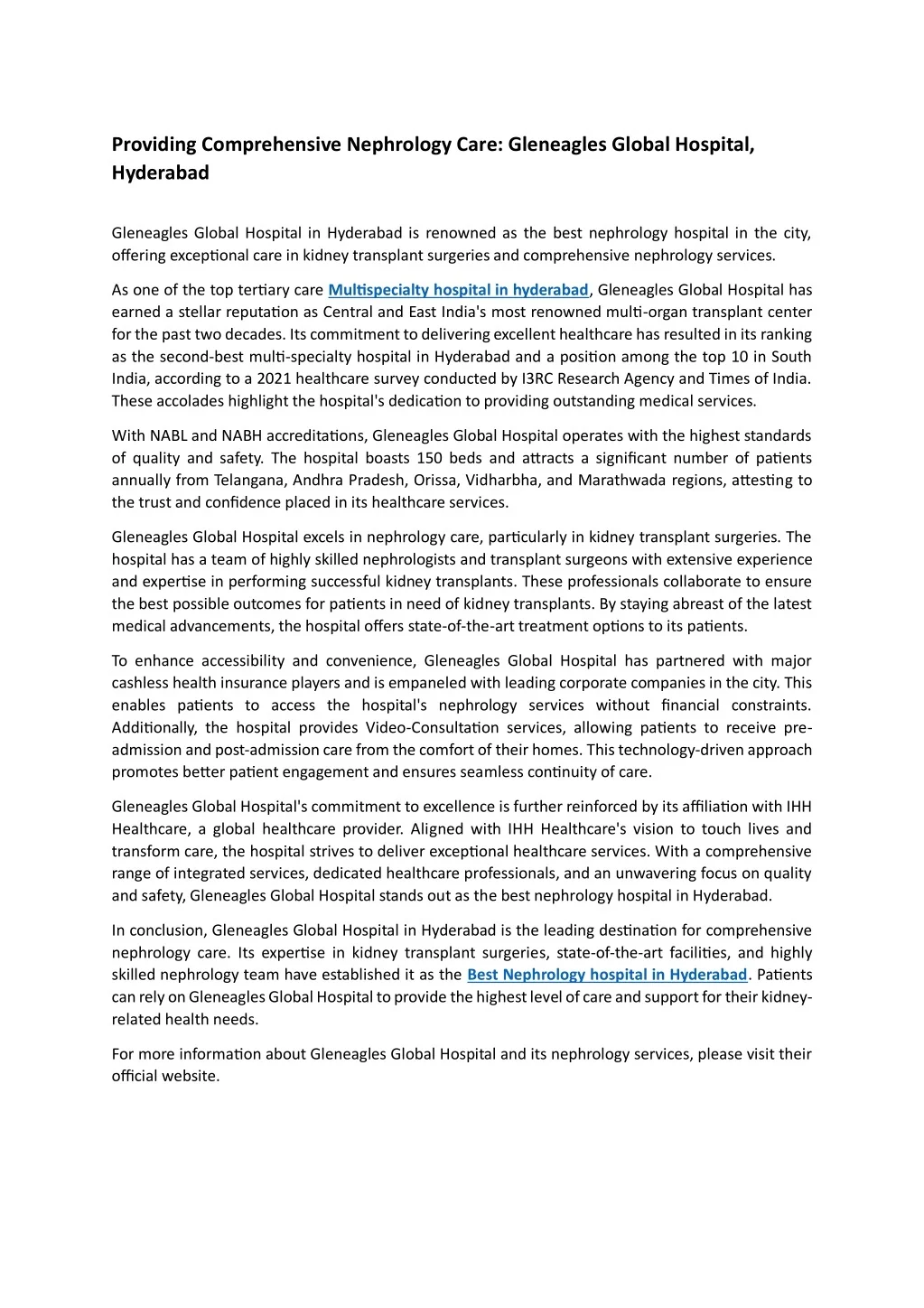 PPT - Providing Comprehensive Nephrology Care Gleneagles Global ...