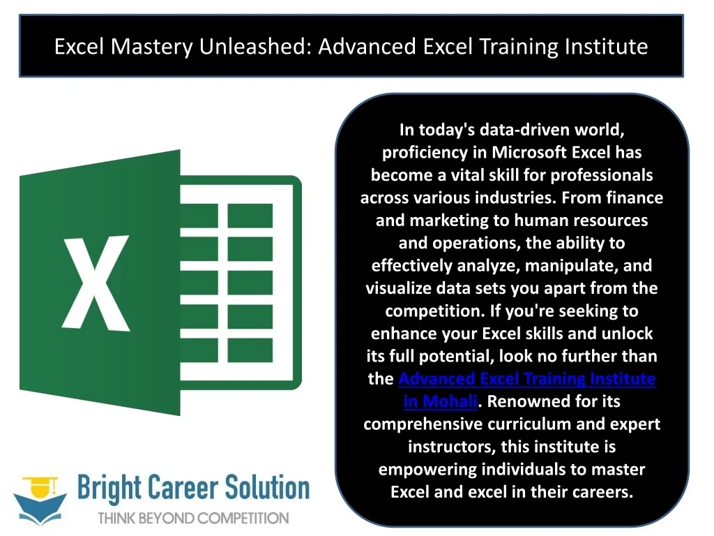PPT - Excel Mastery Unleashed: Advanced Excel Training Institute PowerPoint Presentation - ID ...