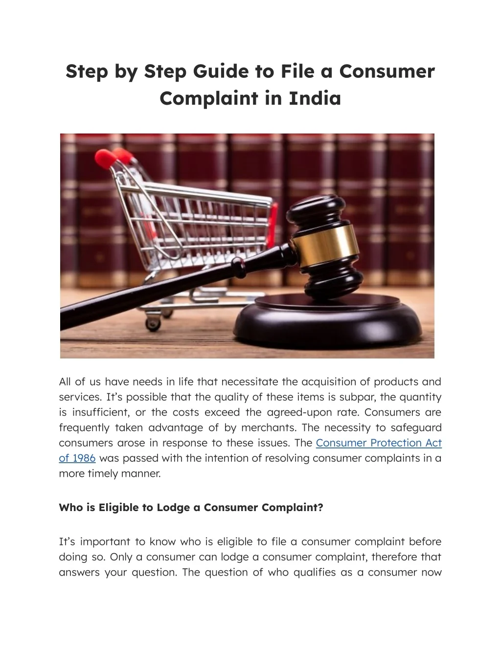 PPT - Step by Step Guide to File a Consumer Complaint in India ...