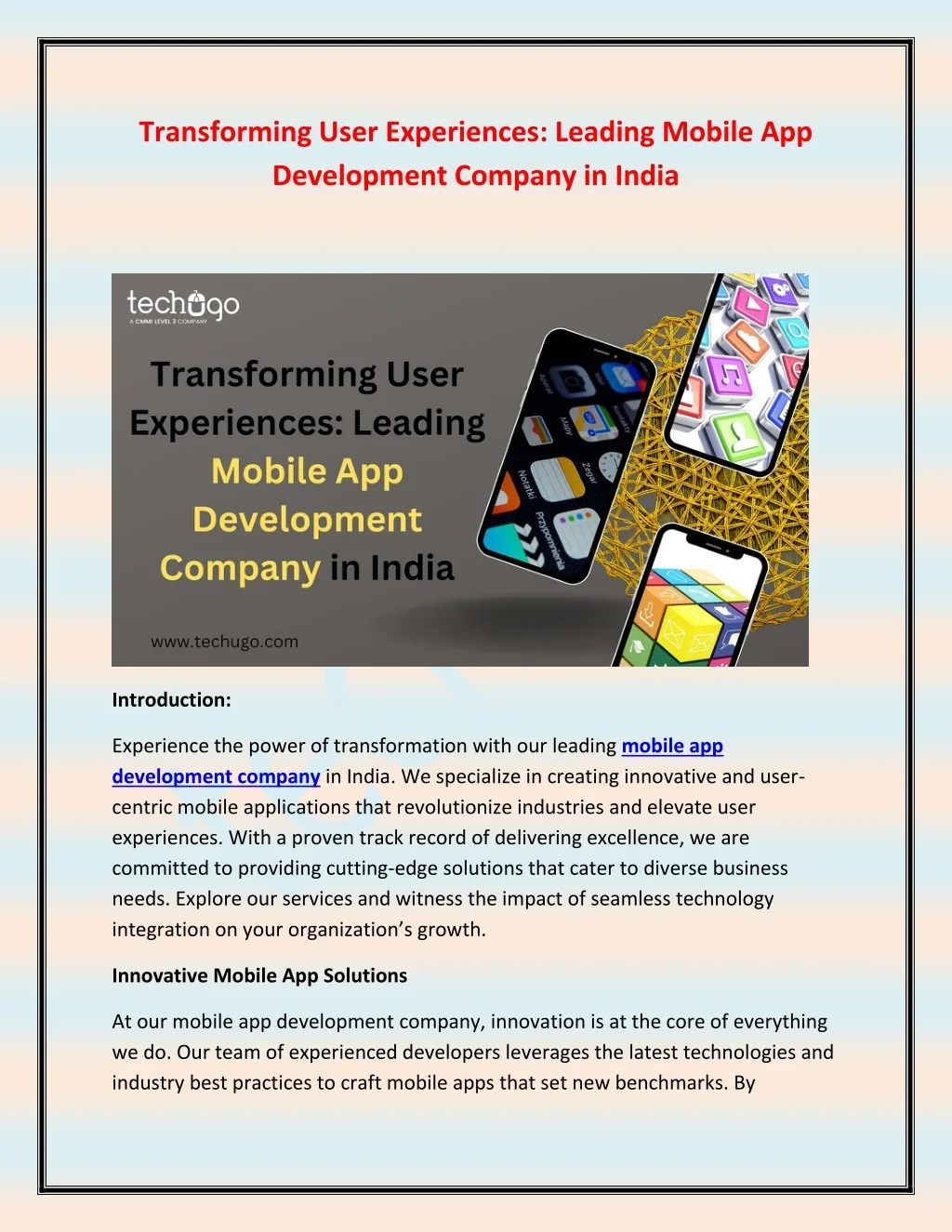PPT - Transforming User Experiences Leading Mobile App Development ...