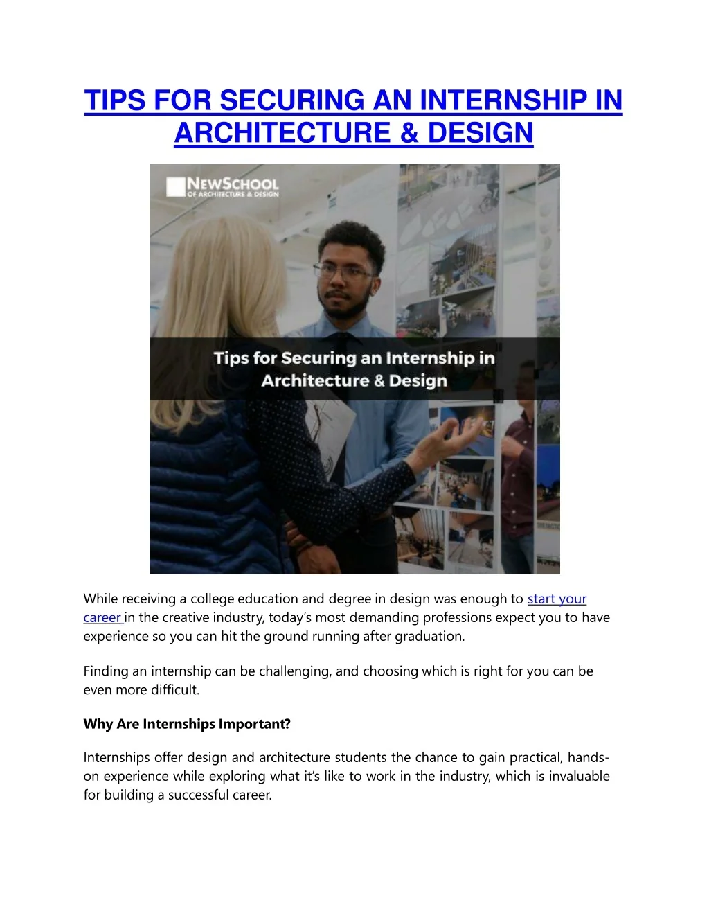 PPT - TIPS FOR SECURING AN INTERNSHIP IN ARCHITECTURE & DESIGN ...