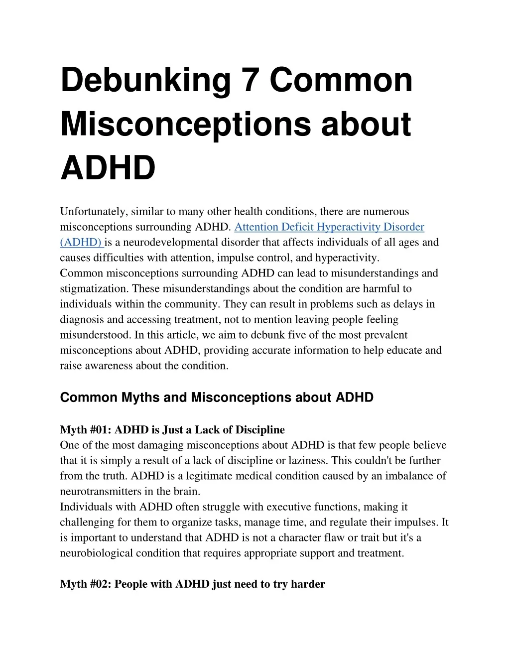 PPT - Debunking 07 Common Misconceptions About ADHD PowerPoint Presentation - ID:12260214