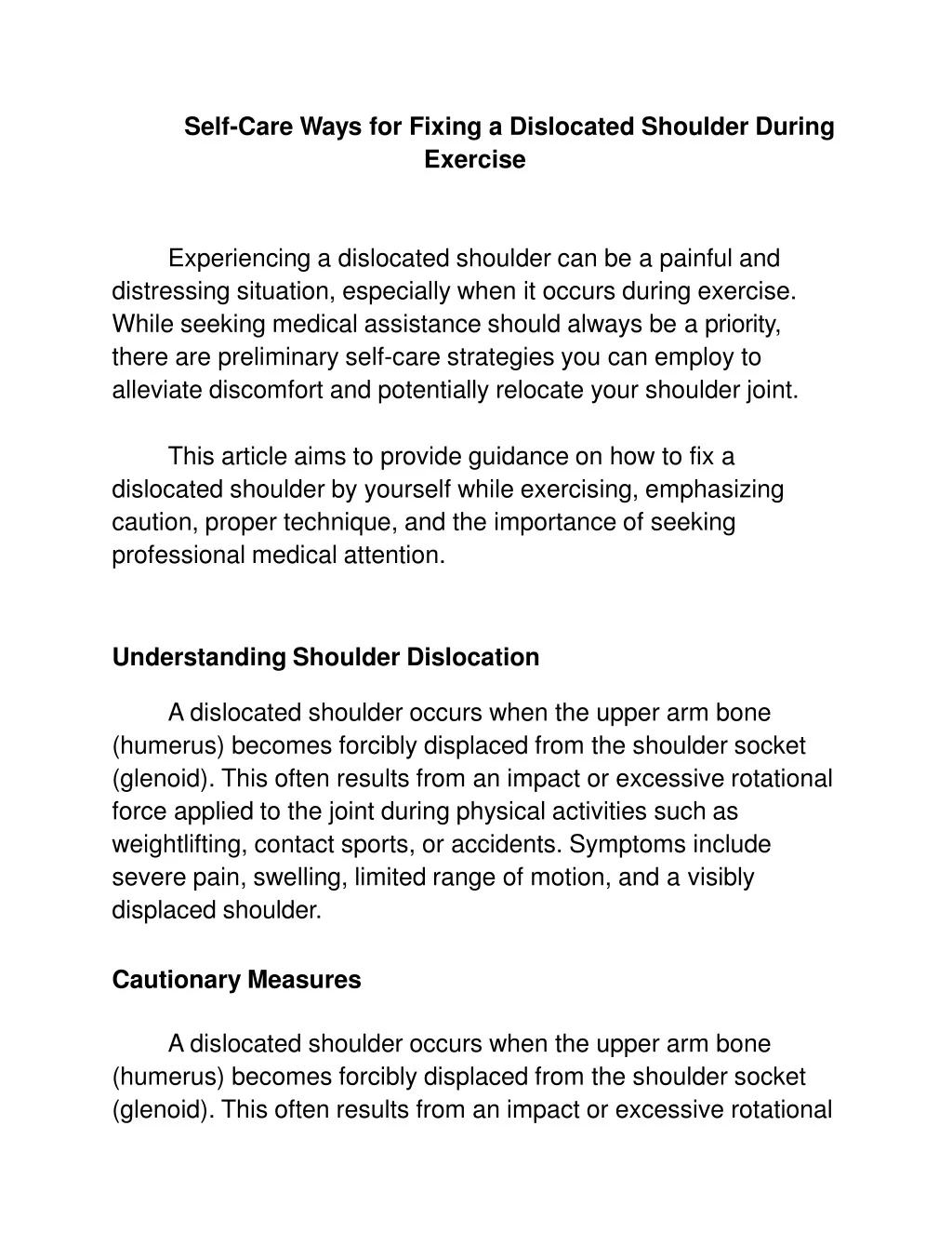 PPT - Self-Care Ways for Fixing a Dislocated Shoulder During Exercise ...