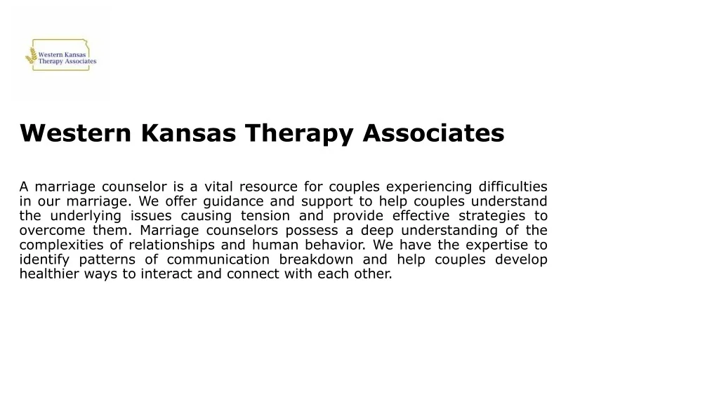 PPT - Western Kansas Therapy Associates PowerPoint Presentation, free ...