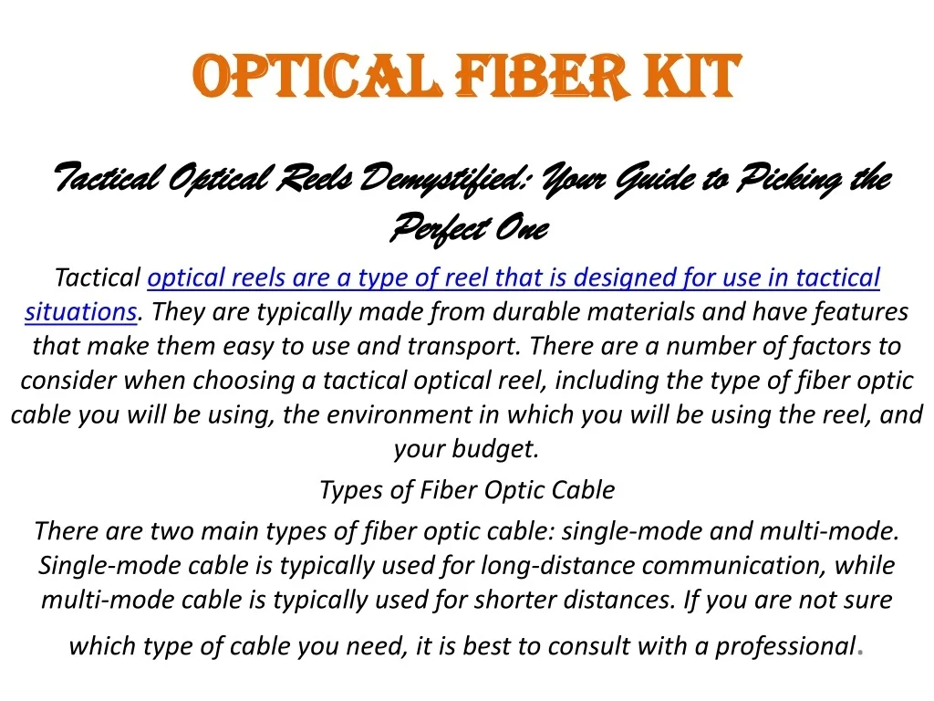 PPT - optical fiber kit PowerPoint Presentation, free download - ID ...