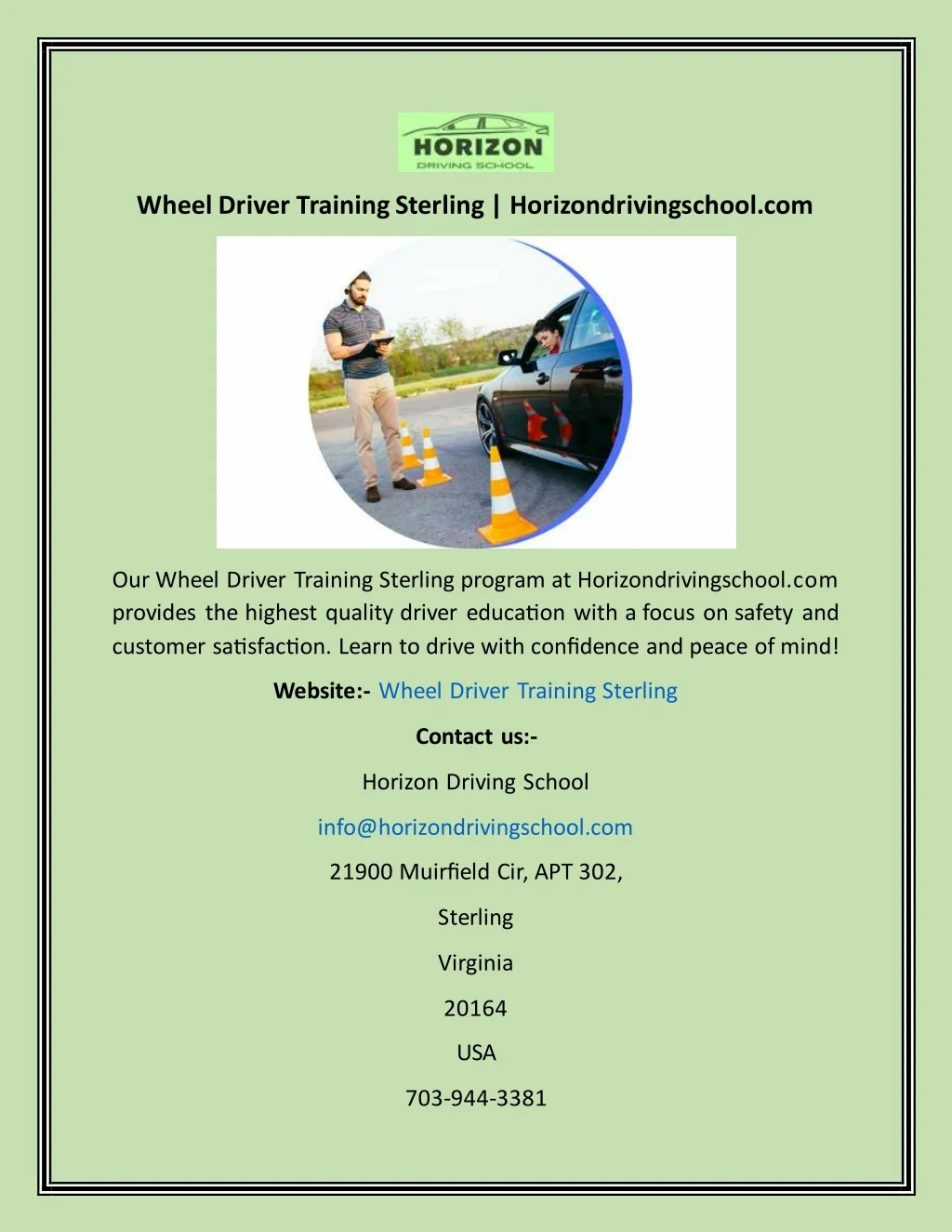 PPT - Wheel Driver Training Sterling Horizondrivingschool PowerPoint ...