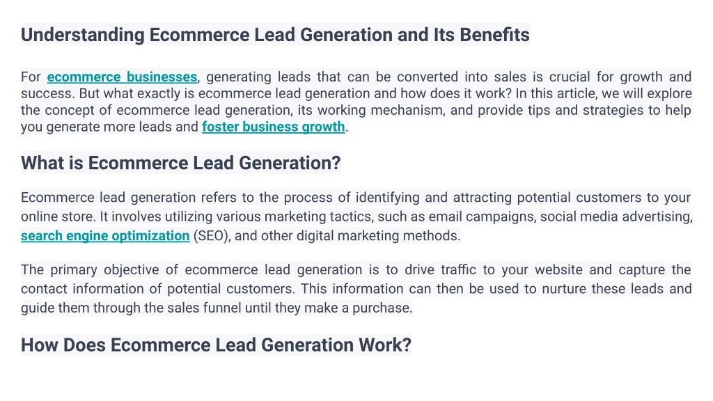 PPT - Understanding Ecommerce Lead Generation and Its Benefits PowerPoint Presentation - ID:12264962