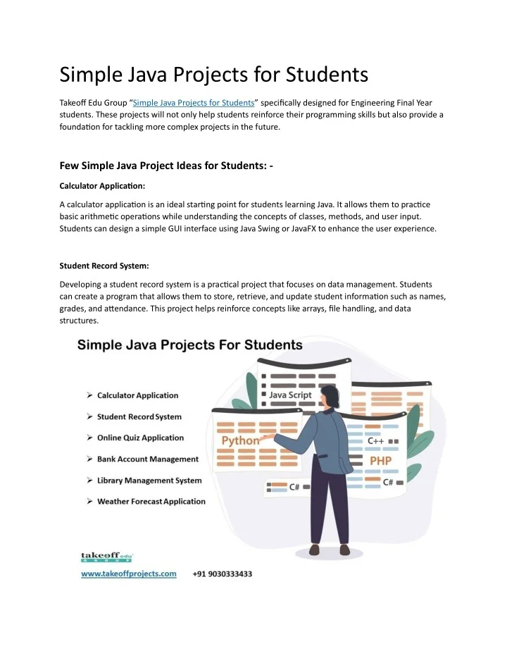 PPT Simple Java Projects For Students PowerPoint Presentation Free 
