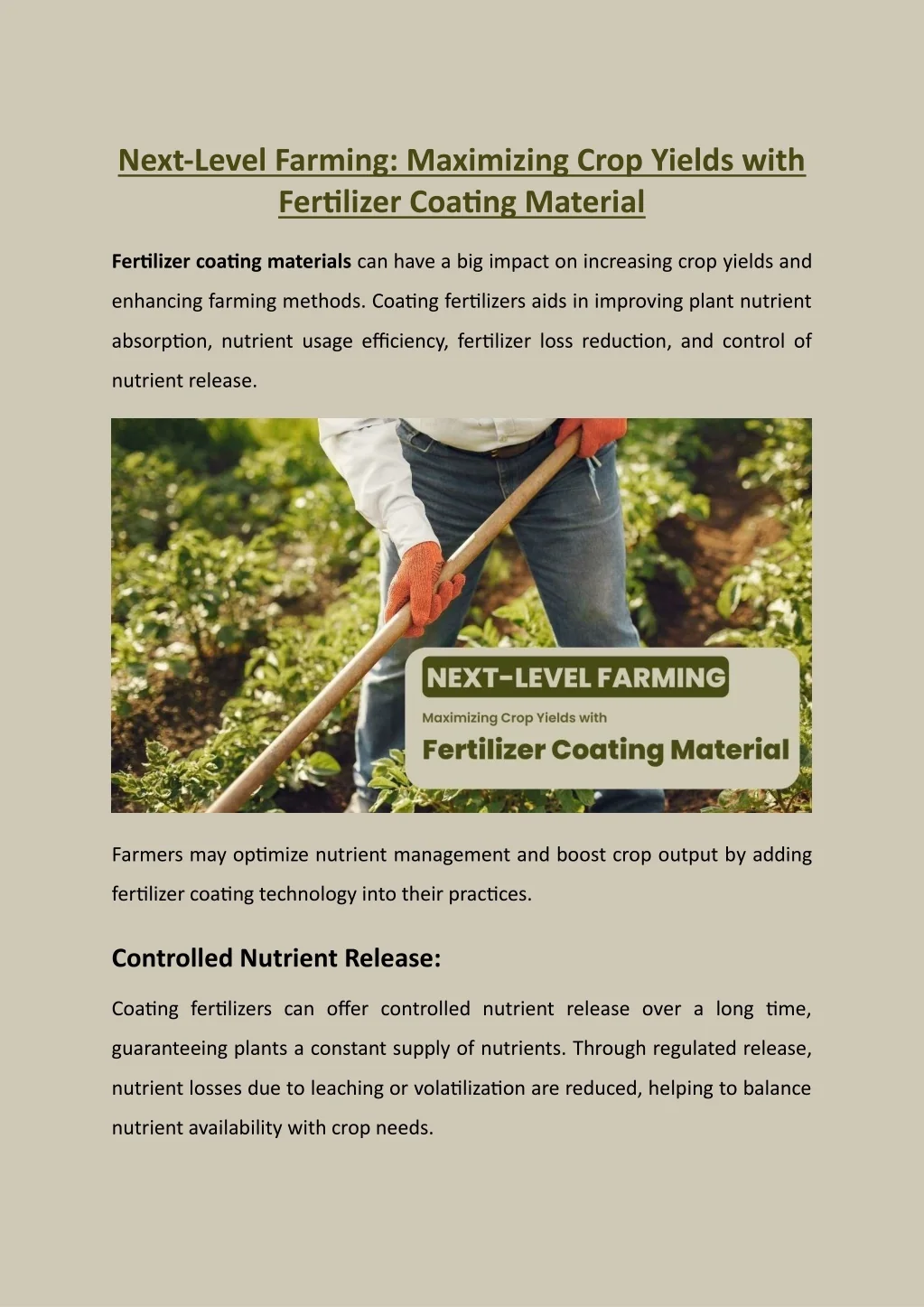 PPT - Next-Level Farming Maximizing Crop Yields with Fertilizer Coating ...