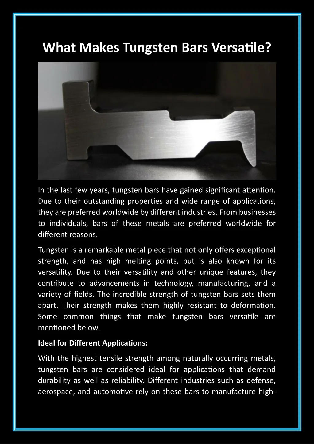 PPT - What Makes Tungsten Bars Versatile? PowerPoint Presentation, free ...