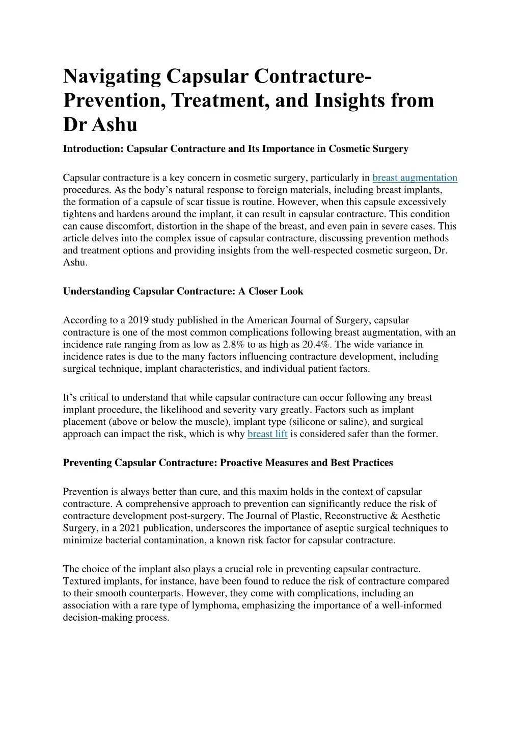 PPT - Navigating Capsular Contracture- Prevention, Treatment, and ...