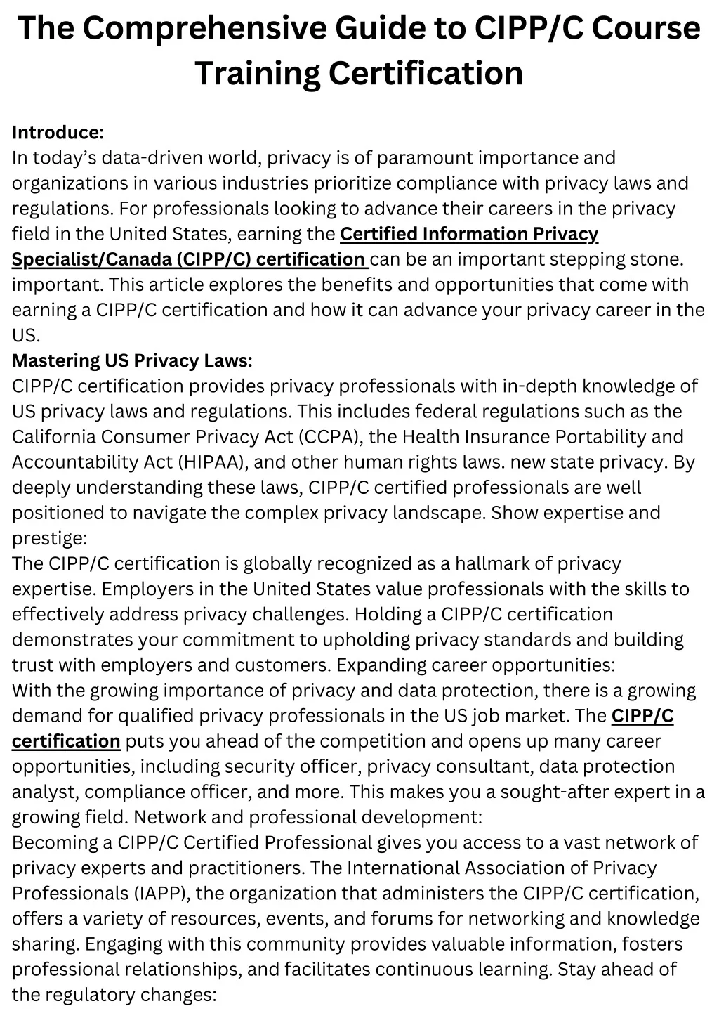 PPT - The Comprehensive Guide to CIPPC Course Training Certification ...