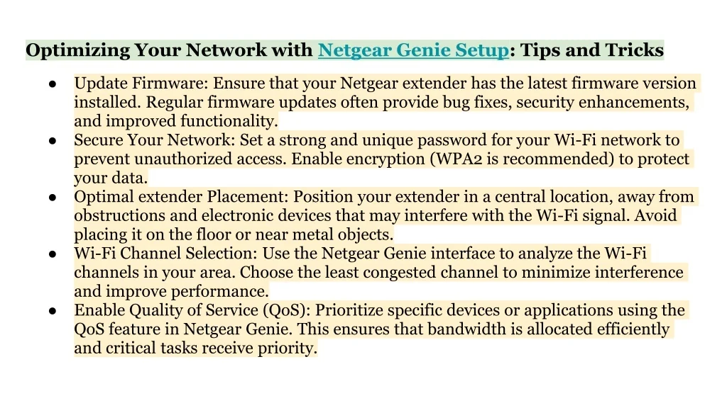 PPT - Optimizing Your Network with Netgear Genie Setup_ Tips and Tricks ...